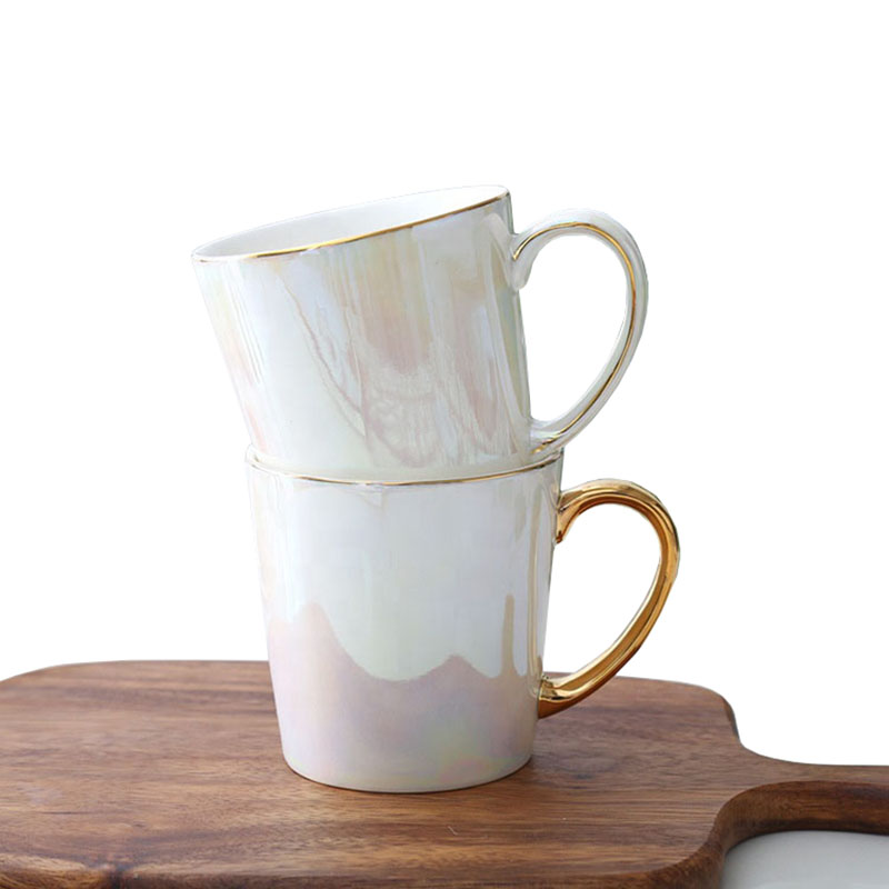 400ml Gift Packaging Durable Porcelain Gold Rimmed Ceramic Coffee Mugs ...